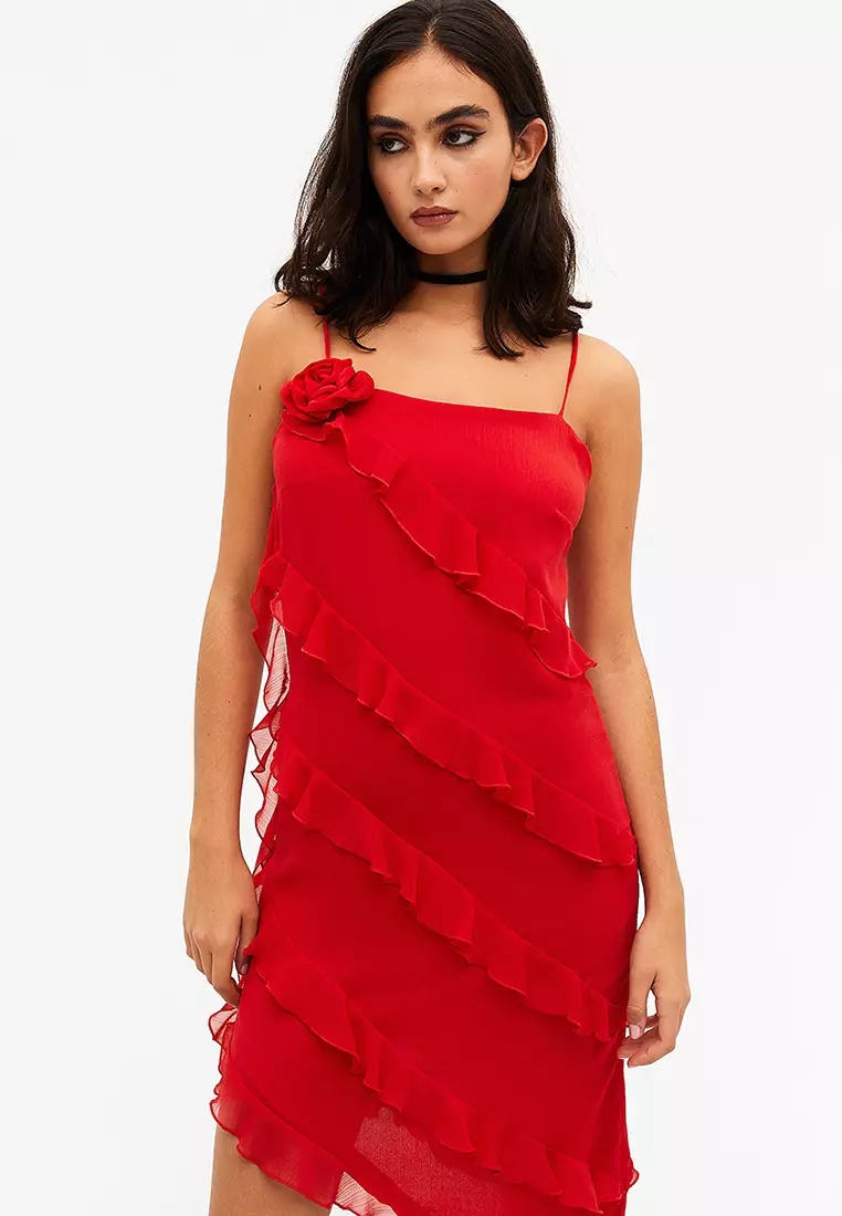 Buy Monki Ruffled Midi Slip Dress 2025 Online | ZALORA