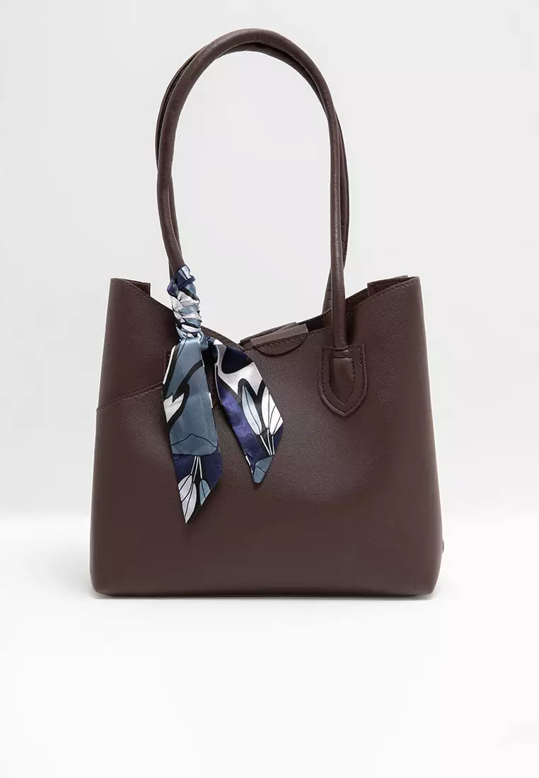 Jual Berrybenka Label Tekka Feby Tote Bag Dark Brown Original 2026 ...