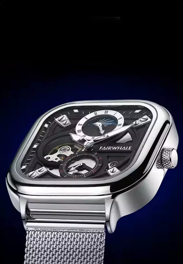 Buy Mark Fairwhale Unisex Square Automatic Watch, 42mm, Stainless Steel ...