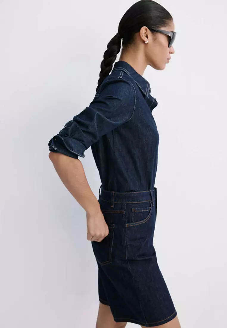 Buy Mango High-Waist Straight-Fit Denim Shorts 2026 Online | ZALORA