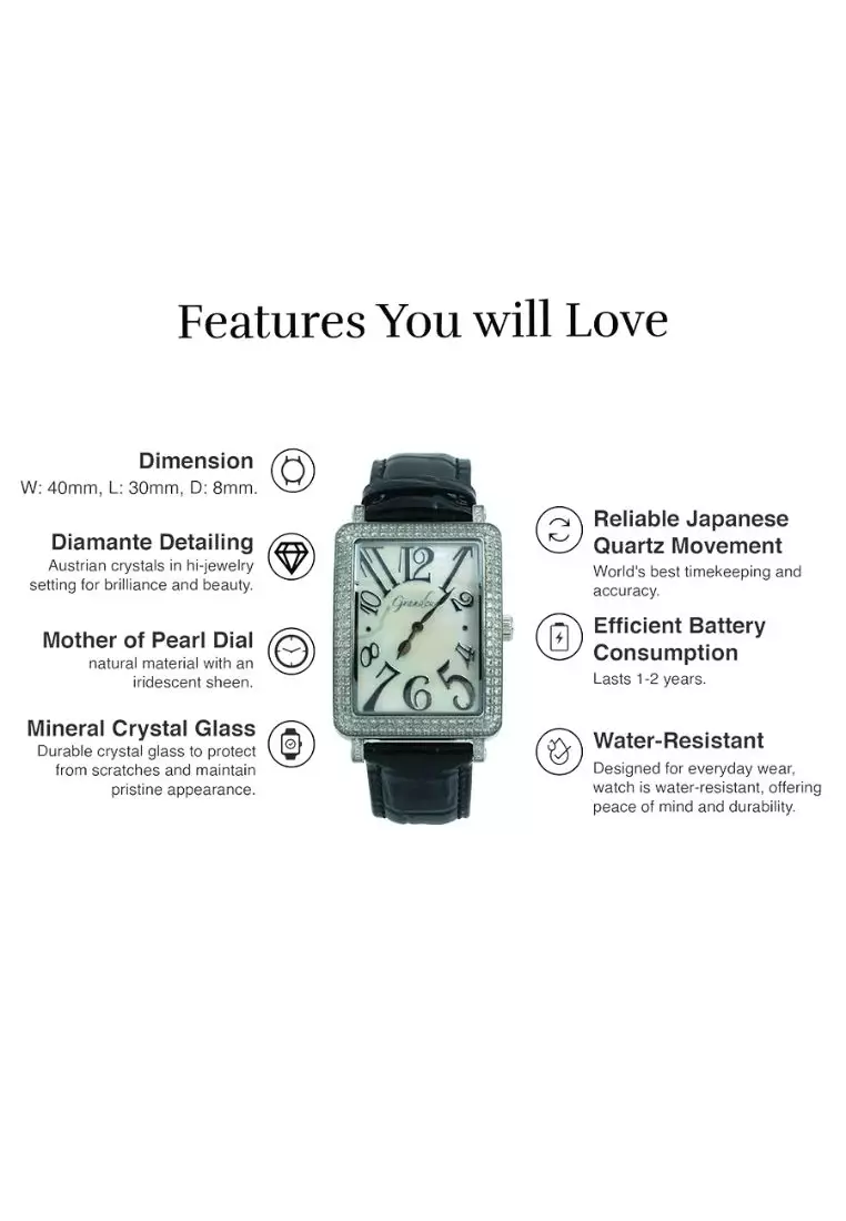 線上選購 HOPE ROSA Hope Rosa Longtime Women's White Gold Watch Mother of ...