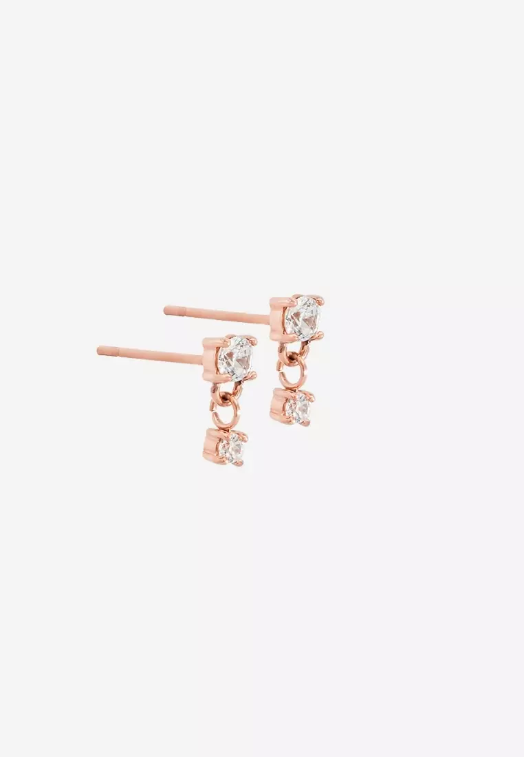 Buy CELOVIS Lyra Twin Drop Stud Earrings in Rose Gold Online | ZALORA ...