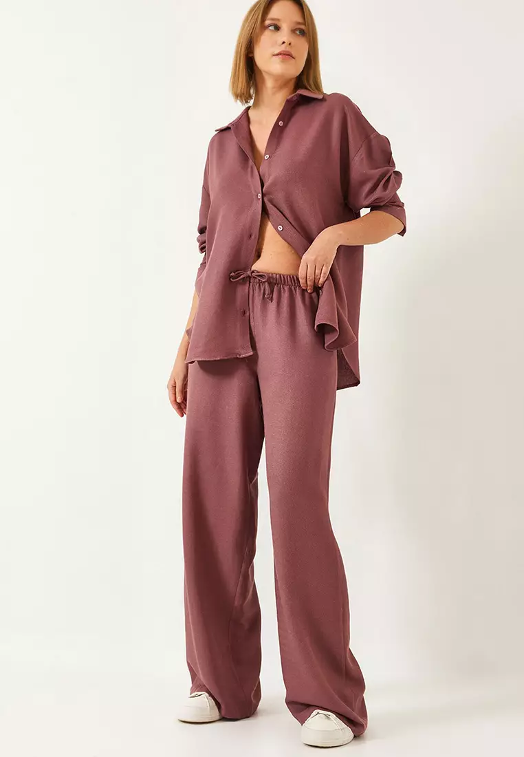 Bianco Lucci Women's Fishbone Fabric Bottom Top Set 6003 60351296 2025 ...