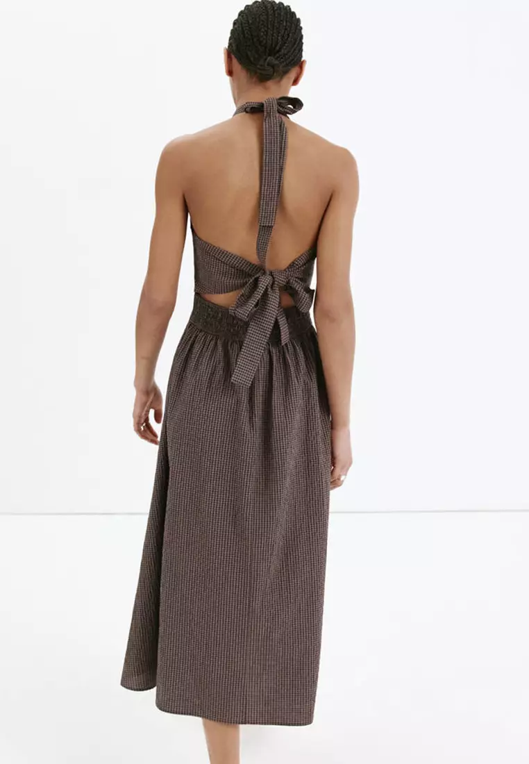 Buy Mango Gingham Check Halter Dress 2026 Online | ZALORA