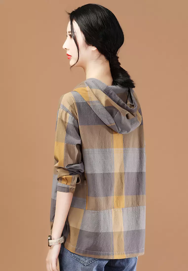Buy A-IN GIRLS Fashion Checkered Hooded Blouse 2025 Online | ZALORA ...