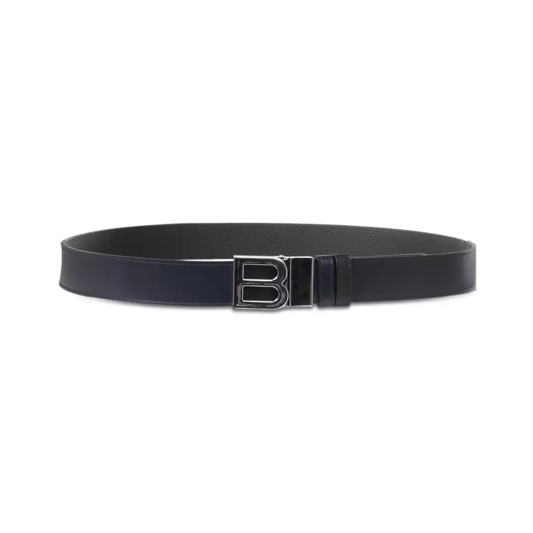 Jual BALLY B Logo 35mm Reversible And Adjustable Leather Belt - Navy ...