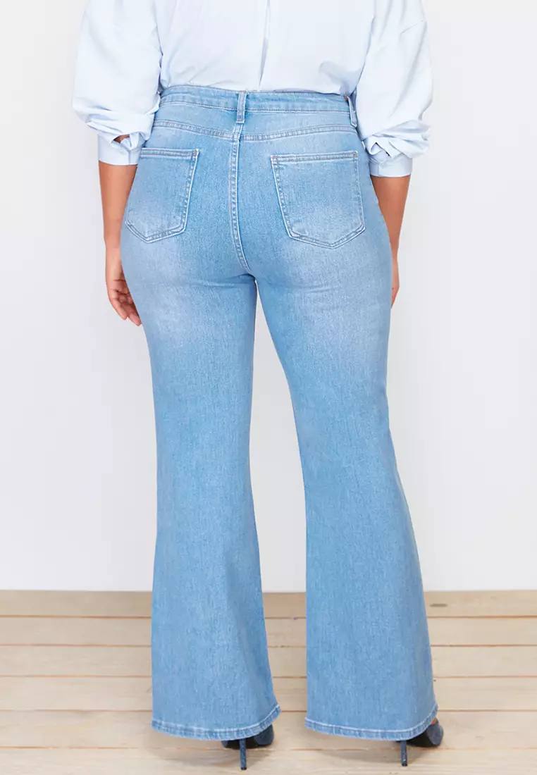 Buy Trendyol High Waist Comfort Stitch Detail Spanish Leg Flare Fit ...