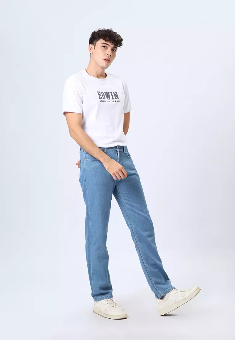 Jual Edwin Jeans 801 Reguler Fit Soft Jeans Light Blue Indigo - Celana Panjang Denim Pria ...