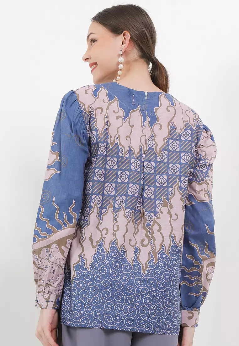Jual Elshanum Batik Seroja Blouse Batik Premium Wanita Casual Modern ...