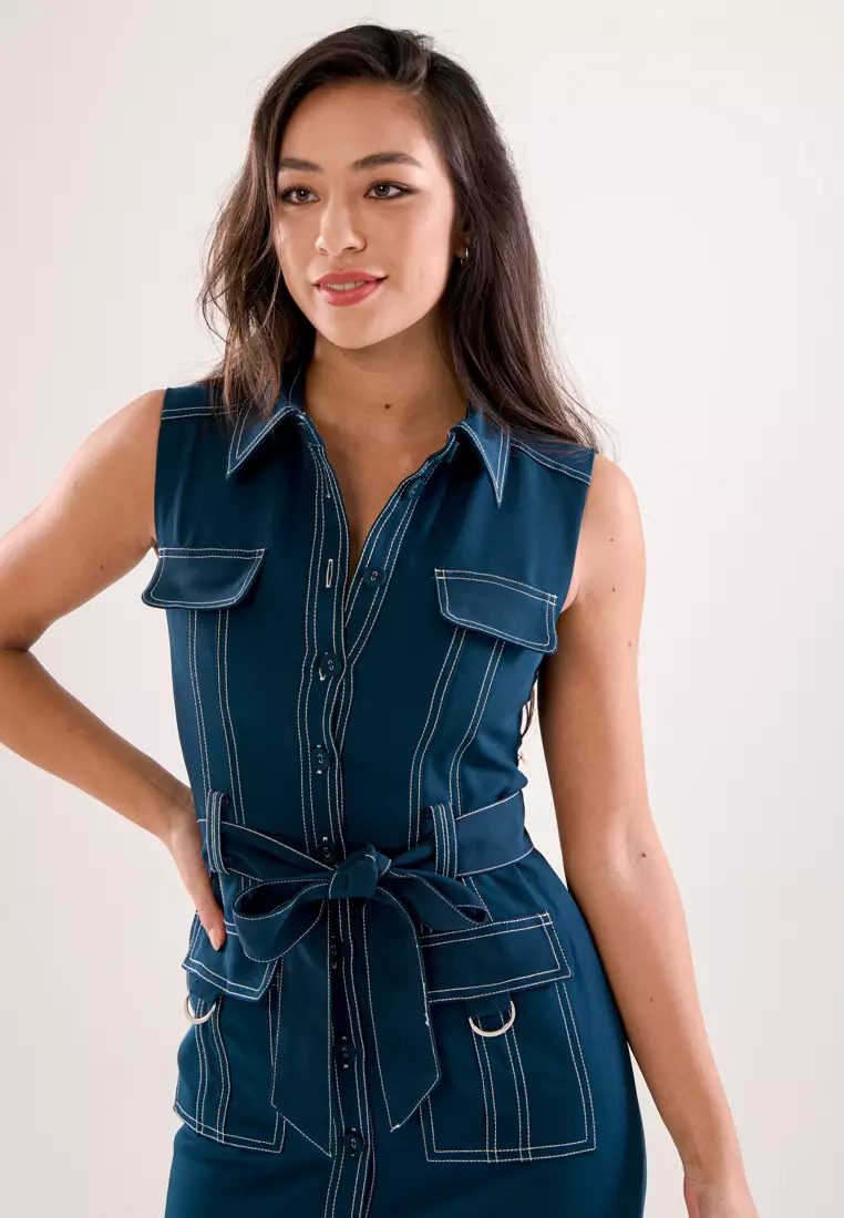Buy Dressing Paula Collared Sleeveless Front Pocket Dress Online | ZALORA Malaysia