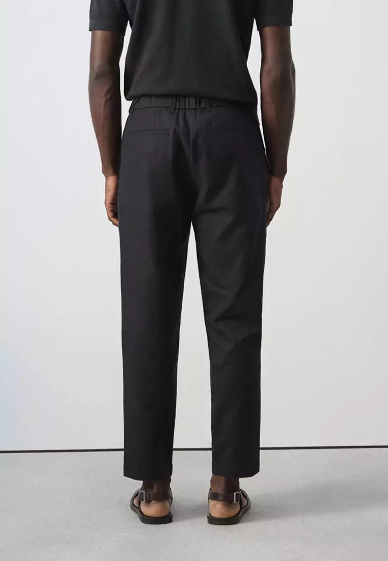 Buy MANGO Man Slim Fit Cropped Linen-Cotton Trousers 2026 Online | ZALORA