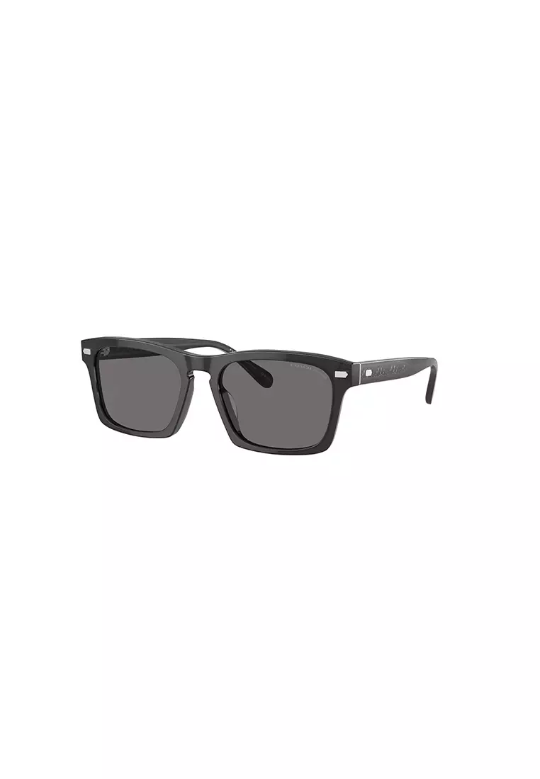 Buy COACH Men's Square Frame Transparent Dark Grey Acetate Sunglasses ...