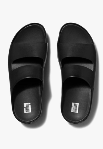 Buy Fitflop Fitflop Shuv Two-Bar Leather Women's Slides- All Black 2022 ...