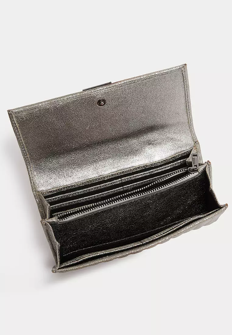 Jual Marks & Spencer Leather Metallic Large Foldover Purse Original ...
