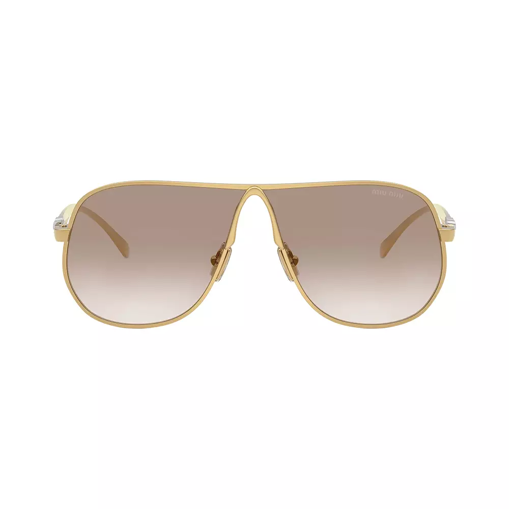Jual Miu Miu Gold Aviator Frame Sunglasses with Clear Gradient Brown ...