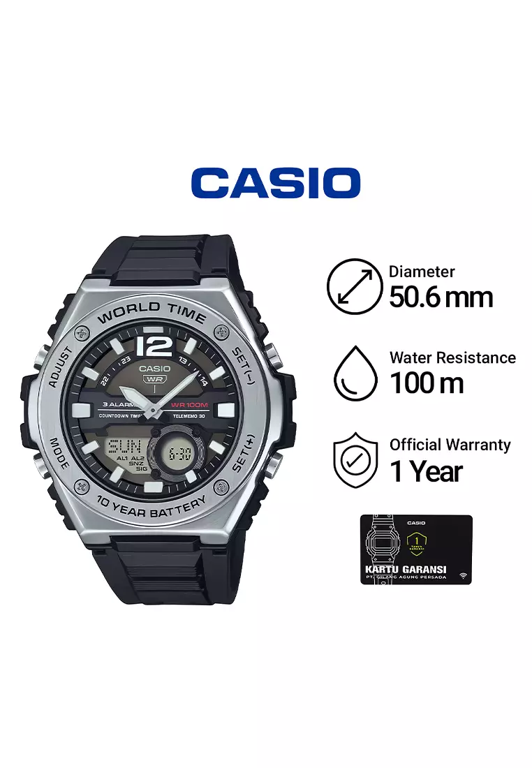 Jual Casio Jam Tangan Analog Digital Pria Casio Mwq 100 1av Black Dial Black Resin Strap