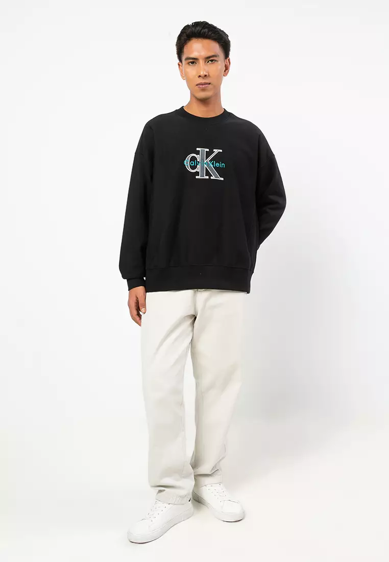 Buy Calvin Klein Premium Tri-color Monologo Cotton Sweatshirt - Calvin ...