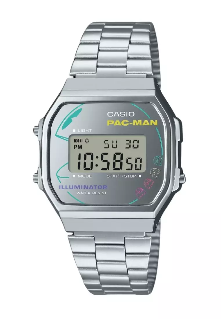 CASIO CASIO PAC-MAN COLLAB MODEL DIGITAL SILVER STEEL WATCH A168WEPC ...