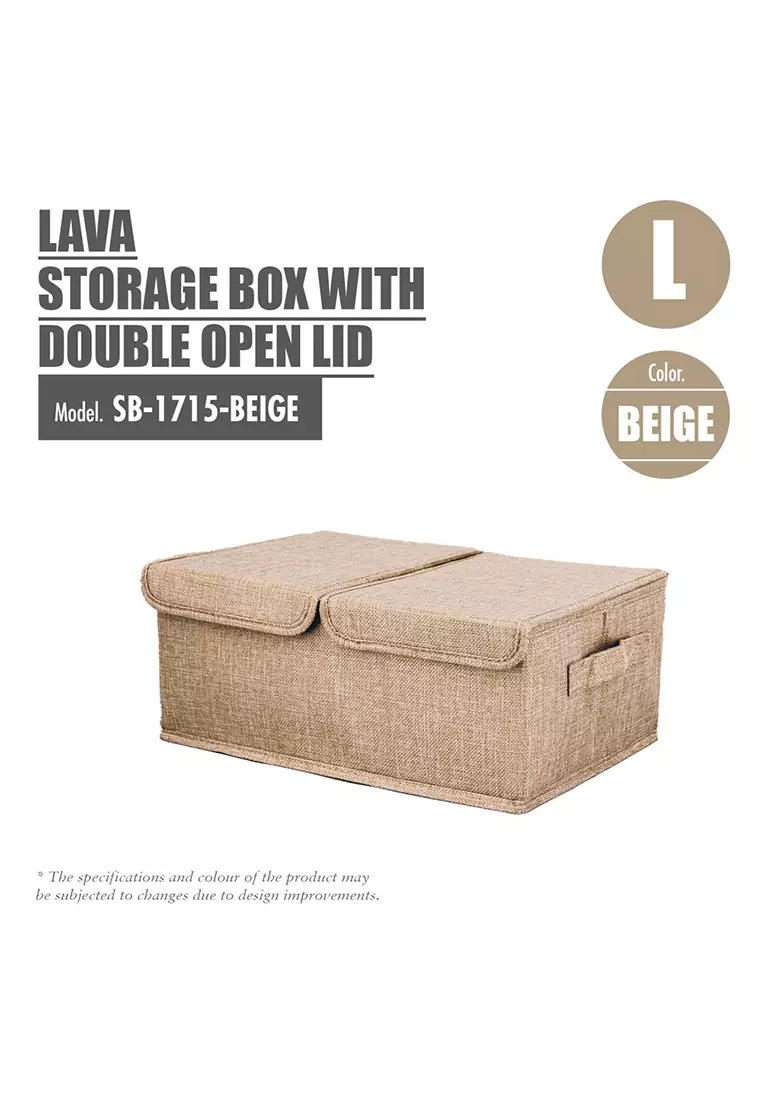 Buy HOUZE HOUZE - Lava - Storage Box with Double Open Lid (L) - Beige ...