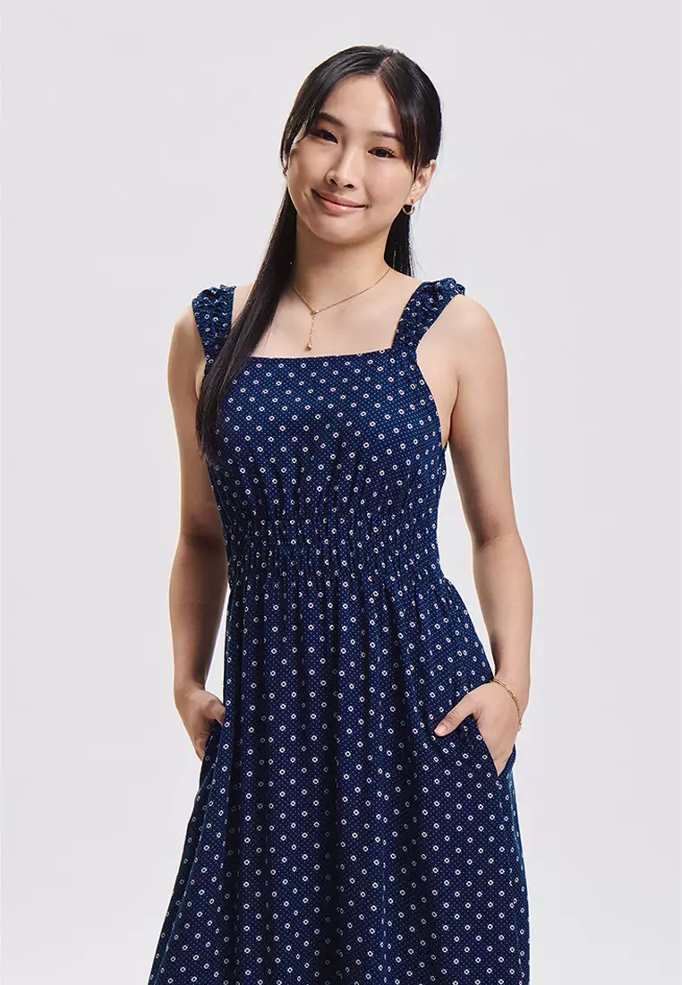 Buy Penshoppe Sleeveless Printed Smocked Midi Dress 2025 Online | ZALORA Philippines