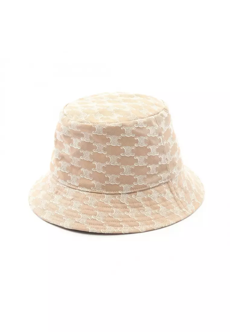 Buy Celine Pre-Loved Celine Triomphe bucket hat hat others cotton pink ...