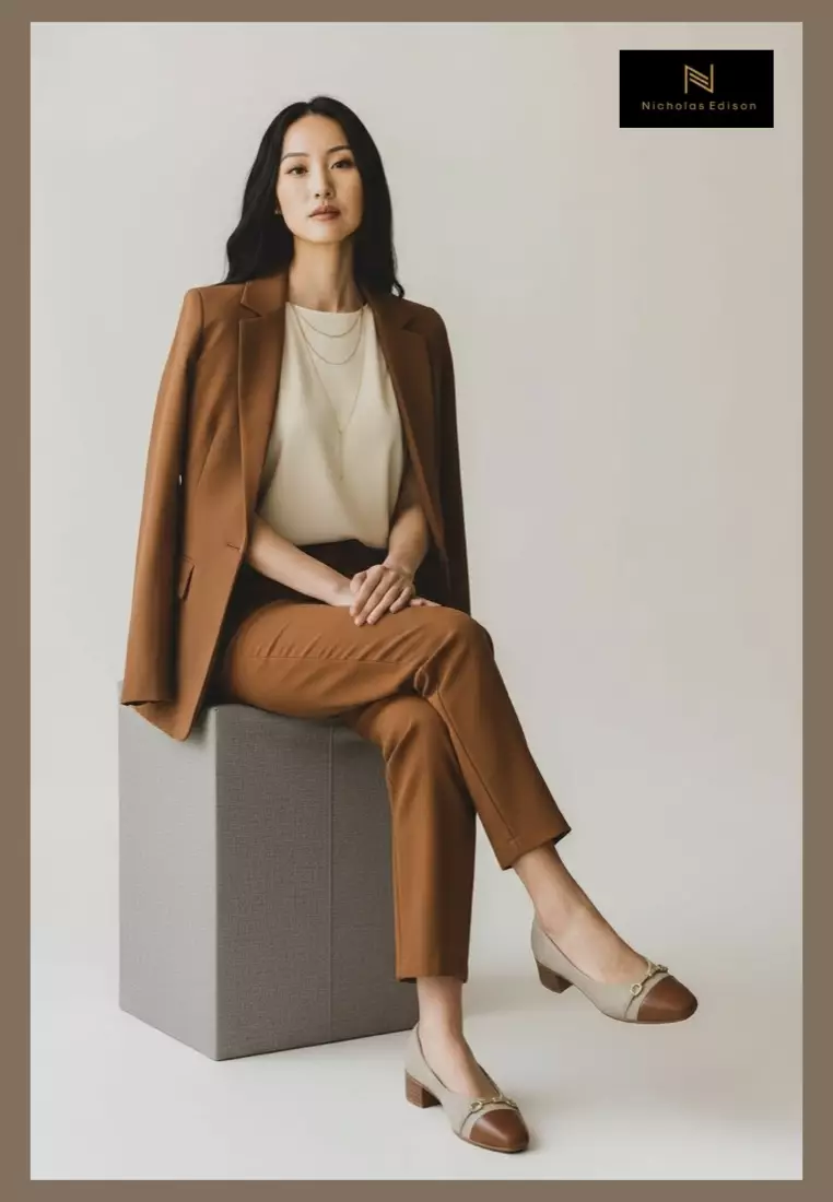Jual NICHOLAS EDISON Heels Camille Khaki Original 2026 | ZALORA Indonesia