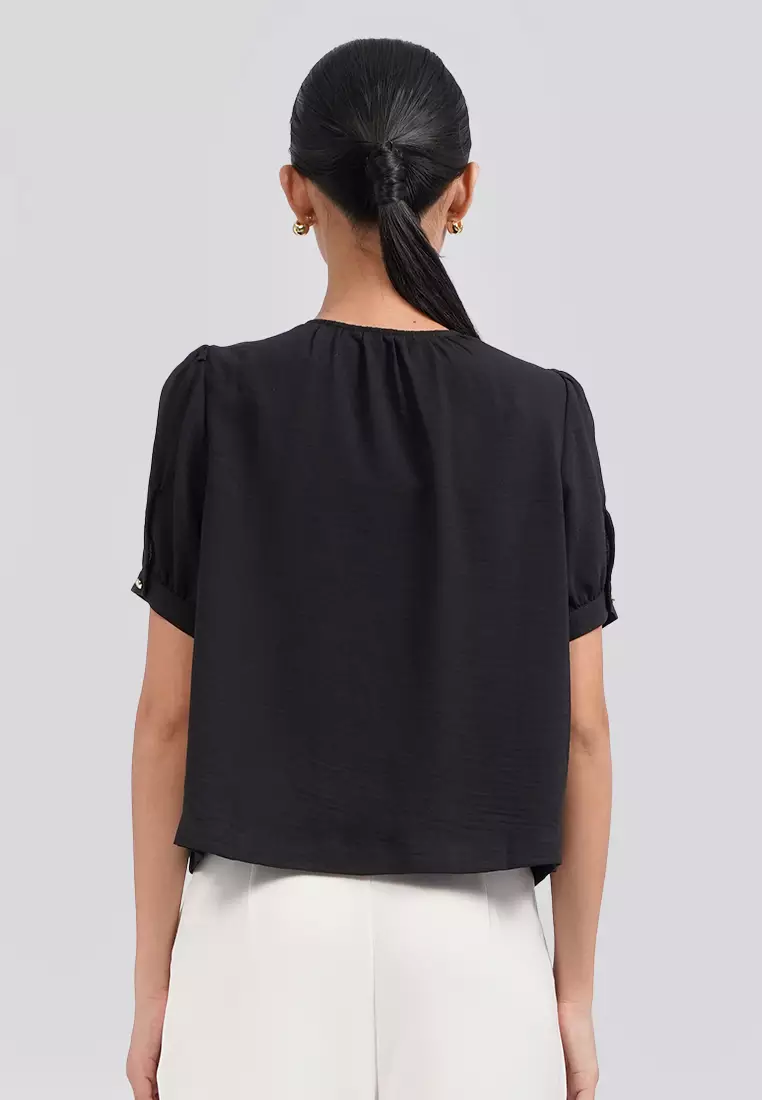 Jual Executive Round Neck Puff Sleeve Blouse Original 2025 | ZALORA Indonesia