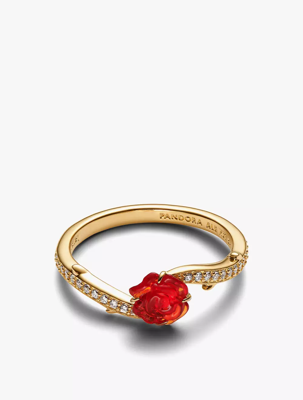 Jual Pandora Disney Beauty and the Beast Enchanted Rose Ring, 14k gold plating - 52 Original ...