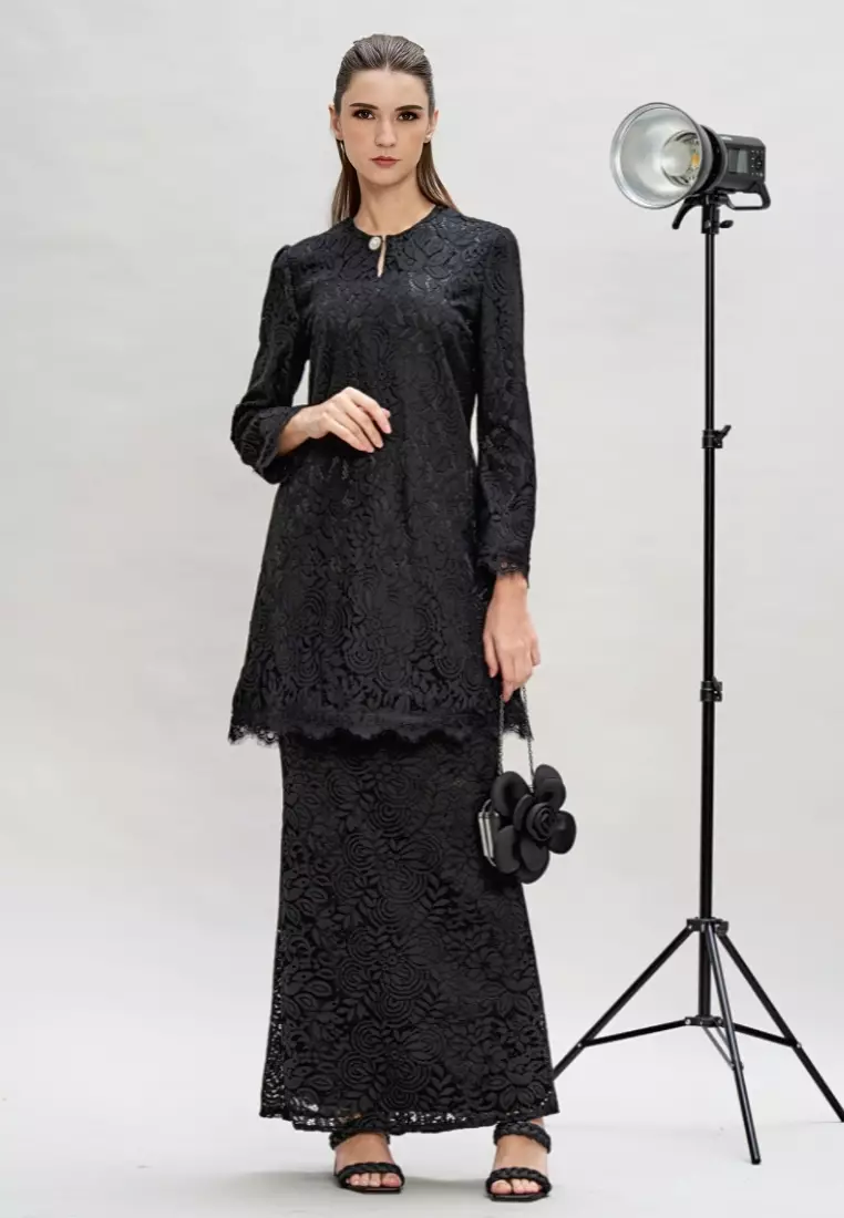 Buy Loveaisyah Black Lace Modern Baju Kurung Hari Raya Online | ZALORA ...