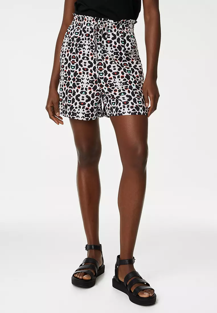 Jual Marks & Spencer Linen Rich Leopard Print Shorts Original 2025 ...