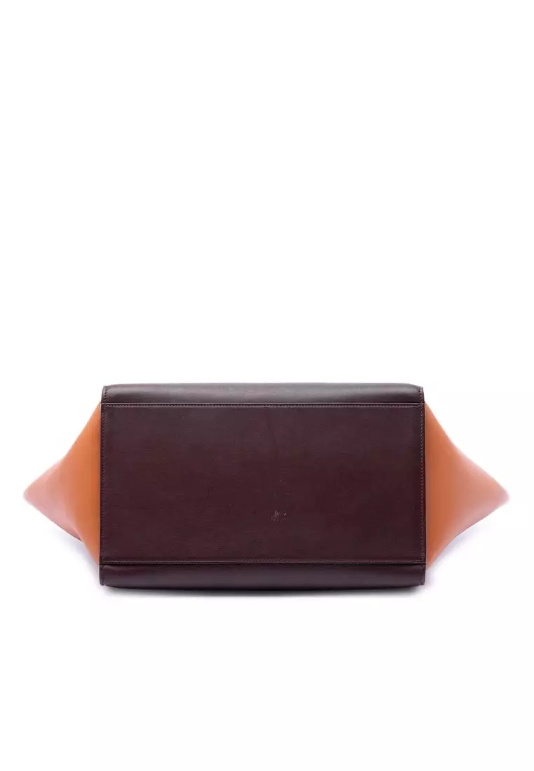 Buy CELINE Pre-Loved Celine Medium Tricolor Leather Trapeze Satchel ...