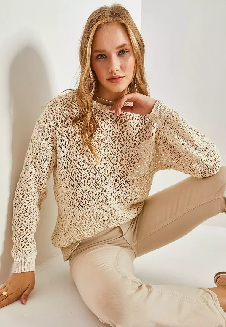 Buy Bianco Lucci Openwork Knit Sweater 2025 Online | ZALORA