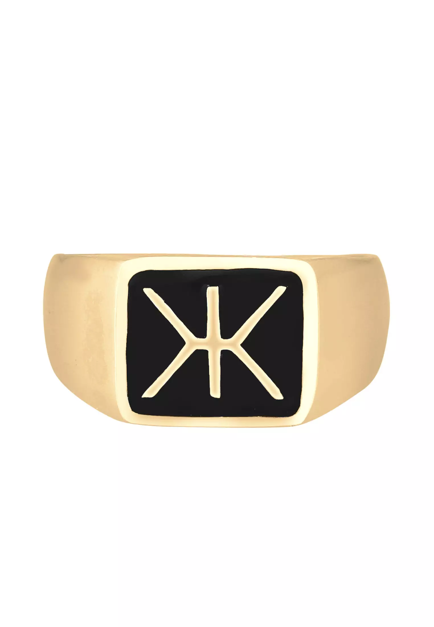 Buy Kuzzoi Men's Silver Logo Signet Ring – Gold-Plated 2026 Online | ZALORA