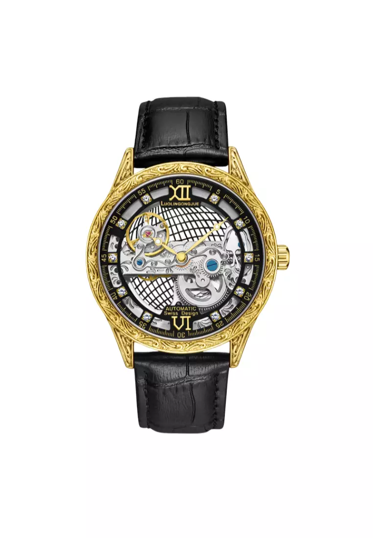 Buy OPCHIC Single Bridge Hollow Mechanical Watch Men's Inlaid Diamond ...