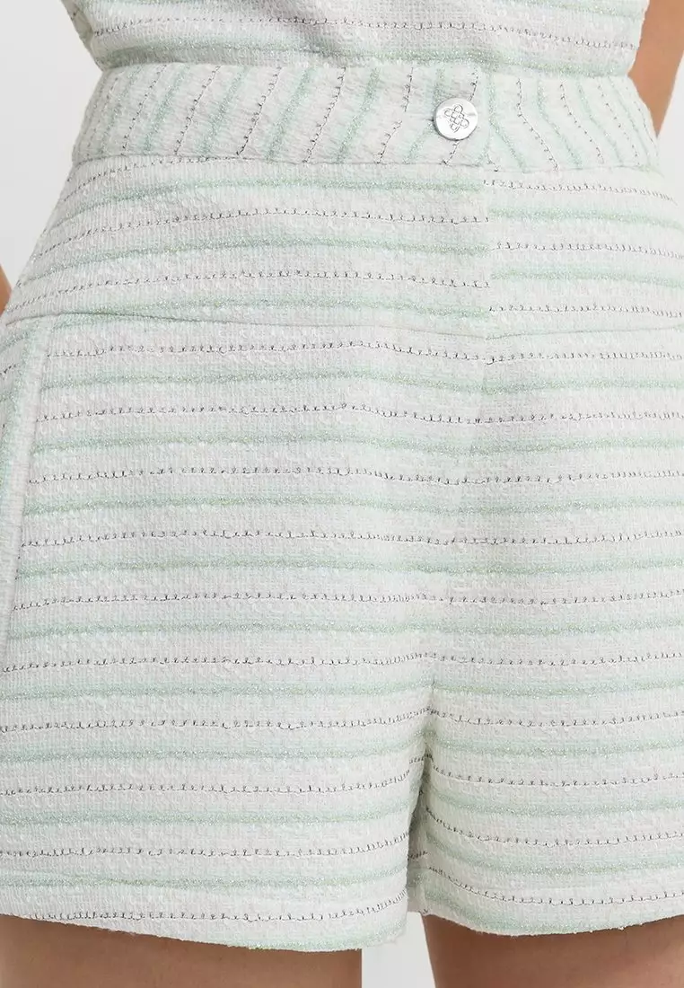Buy Pomelo Tweed Stripe Shorts - Light Green 2026 Online | ZALORA