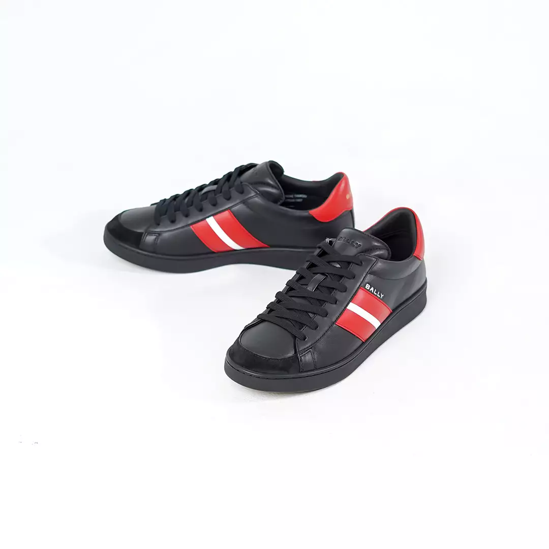 Jual BALLY Sepatu BALLY TIAGO STRIPE RED BLACK LEATHER SNEAKER 100% ...