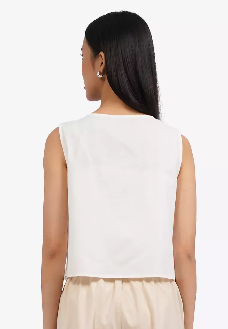 Jual COLORBOX Crop Vest with Front Tied Opening Original 2025 | ZALORA ...