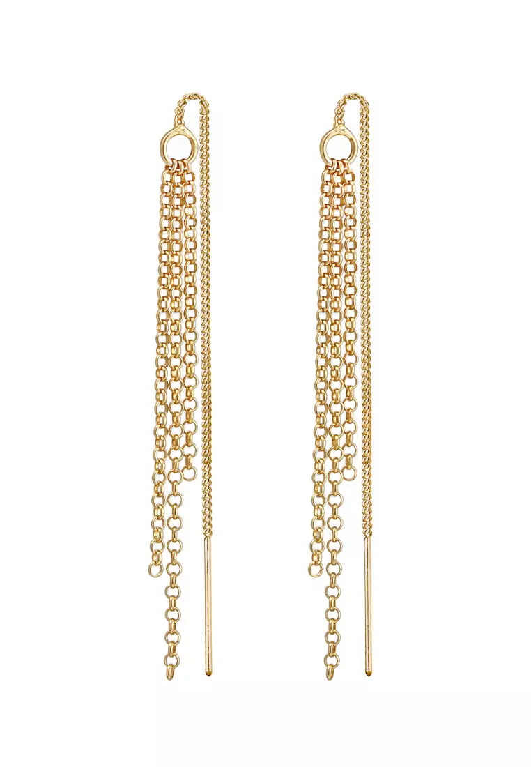 Jual ELLI GERMANY Anting Perhiasan Perak 925 Wanita Trendy Chains Gold ...