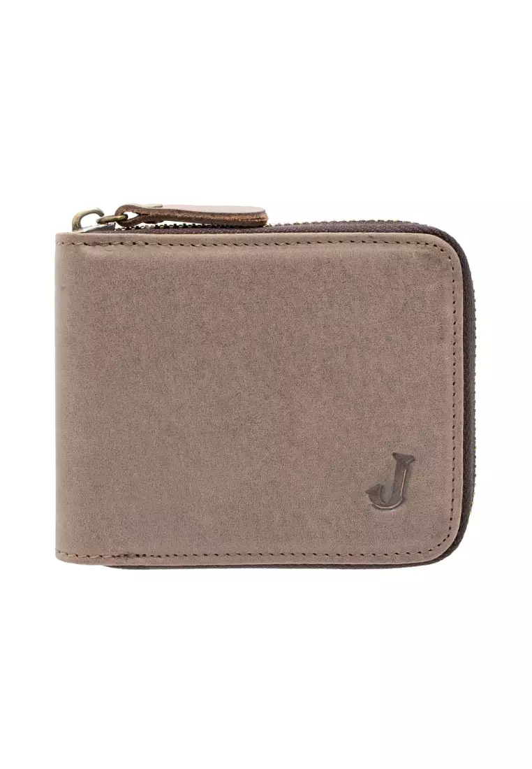 Jual Jack Studio Jack Studio Top Grain Leather RFID Blocking Zip around ...