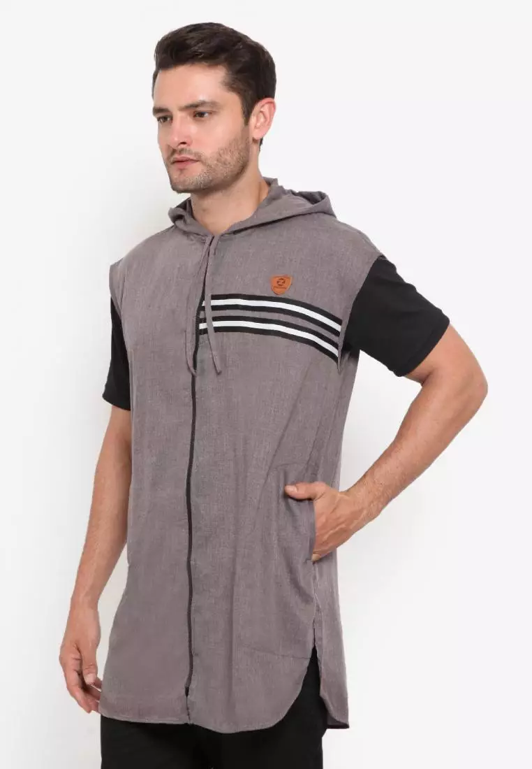 Jual ZAYIDAN Zayidan Rompi Sholat Line Hoodie Muslim Pria - Coklat ...