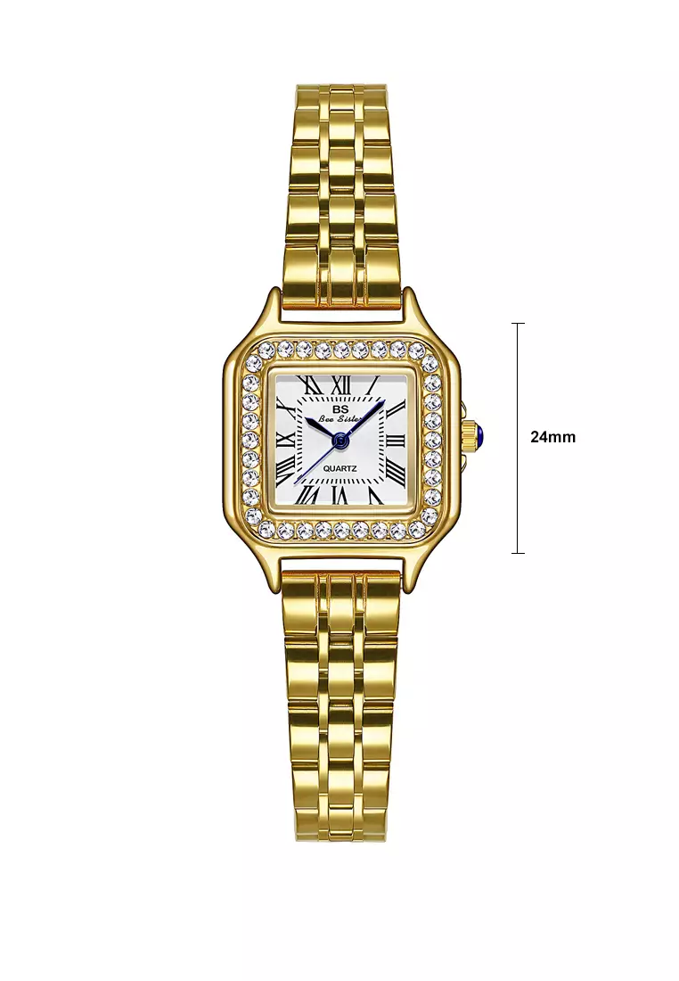 Buy Bee Sister BS Fashion Simple Plated Gold Geometric Square Quartz ...