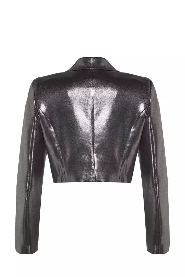 Jual Trendyol Crop Metallic Thread Jacket Original 2024 | ZALORA ...