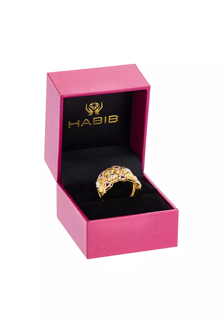 Buy HABIB HABIB 916/22K Yellow, White and Rose Gold Ring 6200012YWR(R2 ...