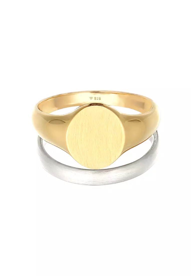 Buy Kuzzoi Men's Silver Signet and Band Ring Set – Bicolor 2026 Online ...