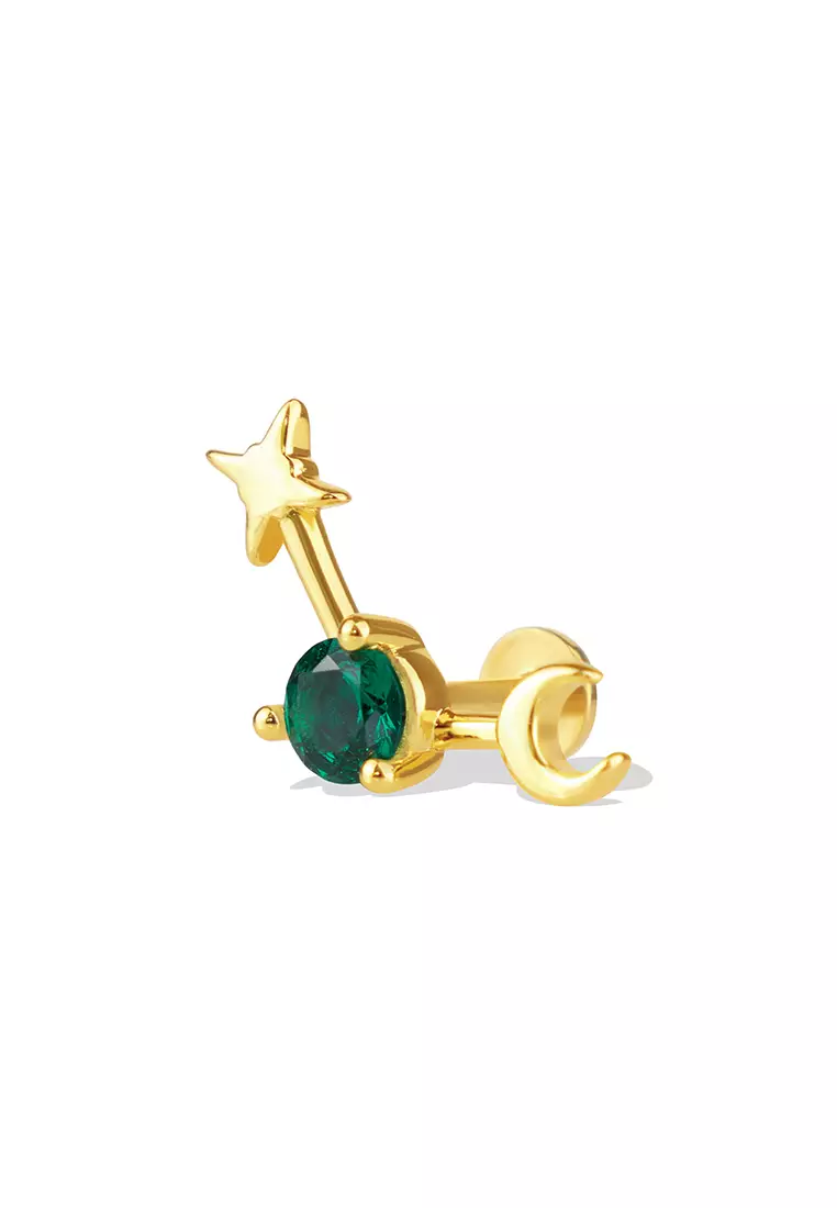Buy Wanderlust + Co Birthstone Constellation Gold Flat Back Earring ...