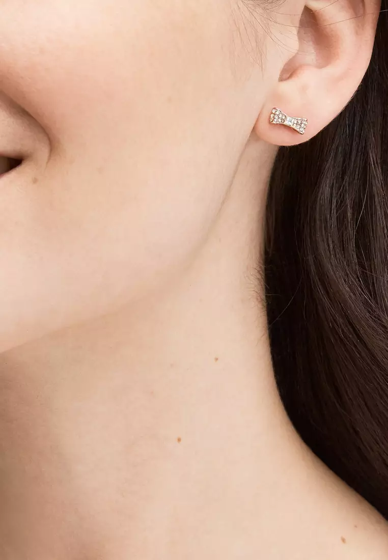 Buy Kate Spade Ready Set Bow Pave Bow Studs Earrings in Clear/ Rose Gold o0ru1561 Online ...