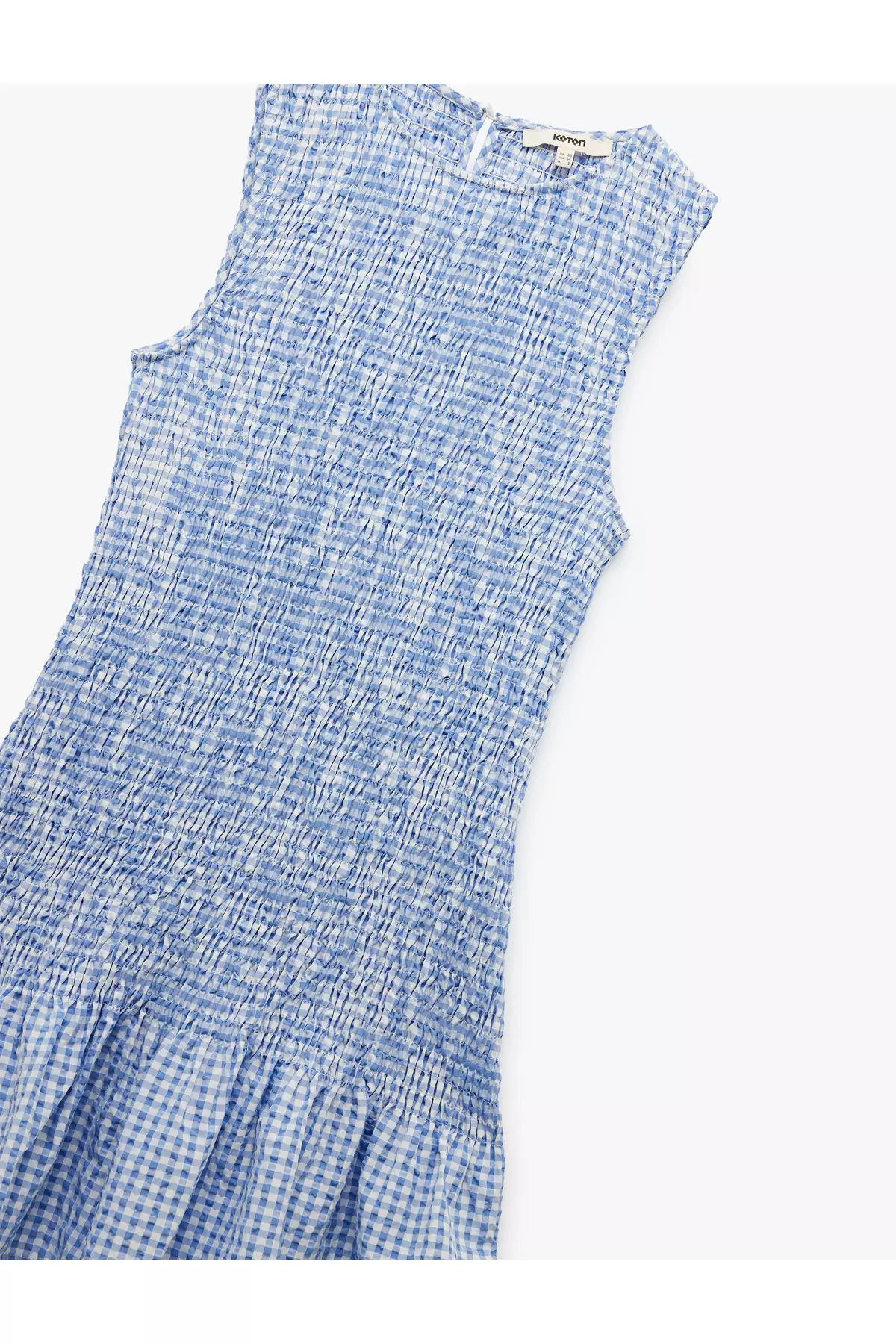 Buy KOTON Gipeli Sleeveless Crew Neck A-Line Ruffle Gingham Mini Dress ...