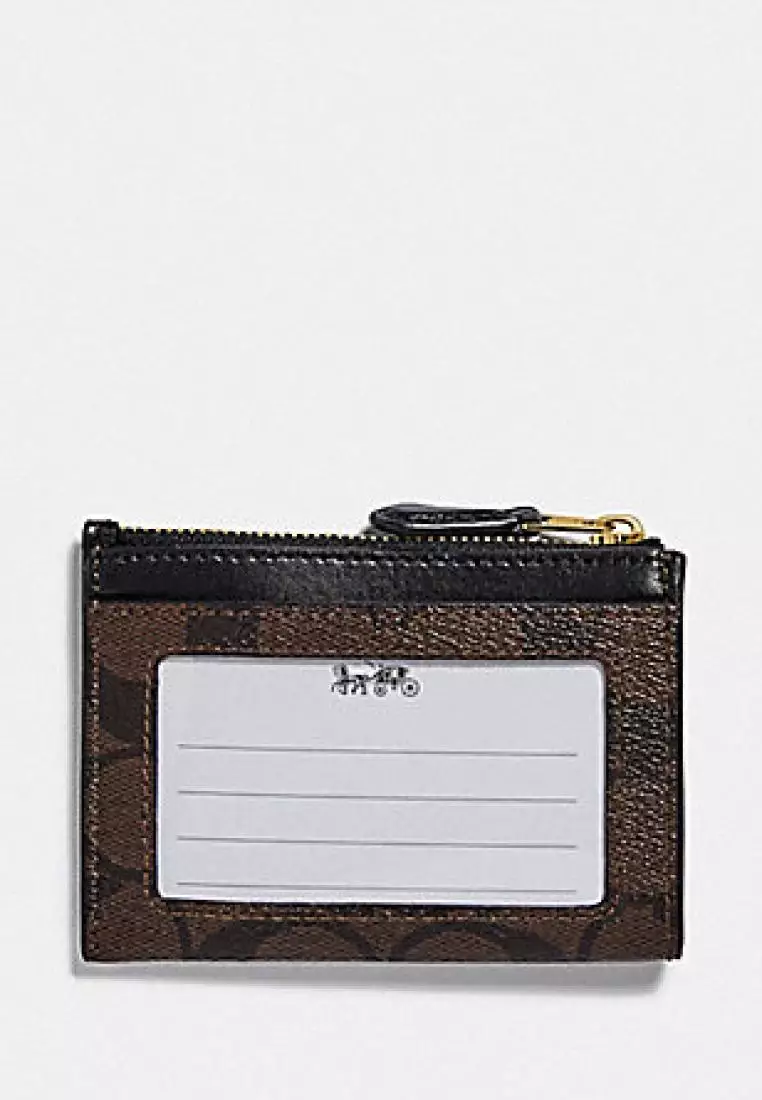 Jual Coach Coach Mini Skinny ID Case In Signature Canvas Brown Black ...