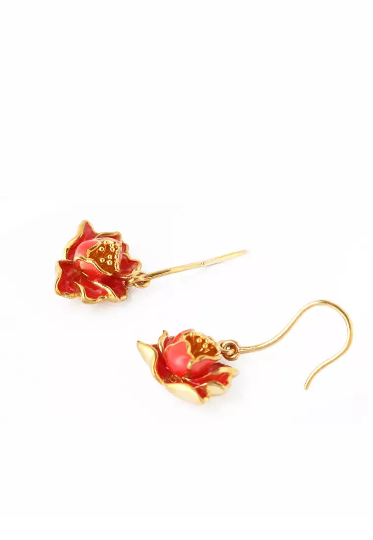 Buy TOMEI TOMEI Earrings of Fiery Floriated Delights, Yellow Gold 916 ...