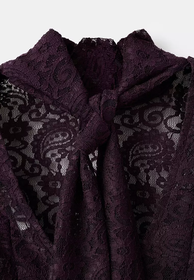 Jual Mango Lace Shirt with Scarf Original 2025 | ZALORA Indonesia